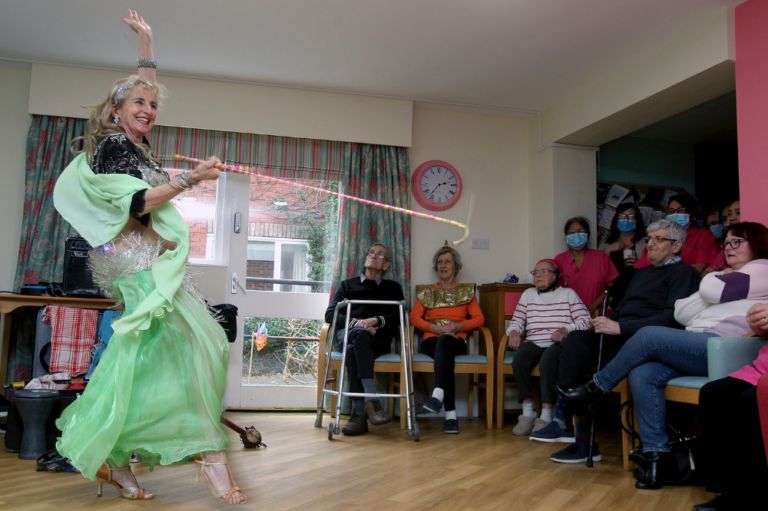 Belly dancer performs for residents at Welsh care home