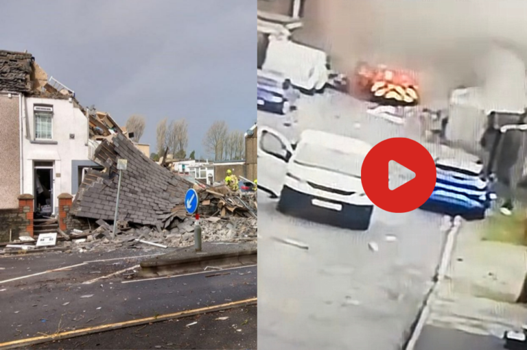 Watch: The terrifying moment Swansea explosion flattens home