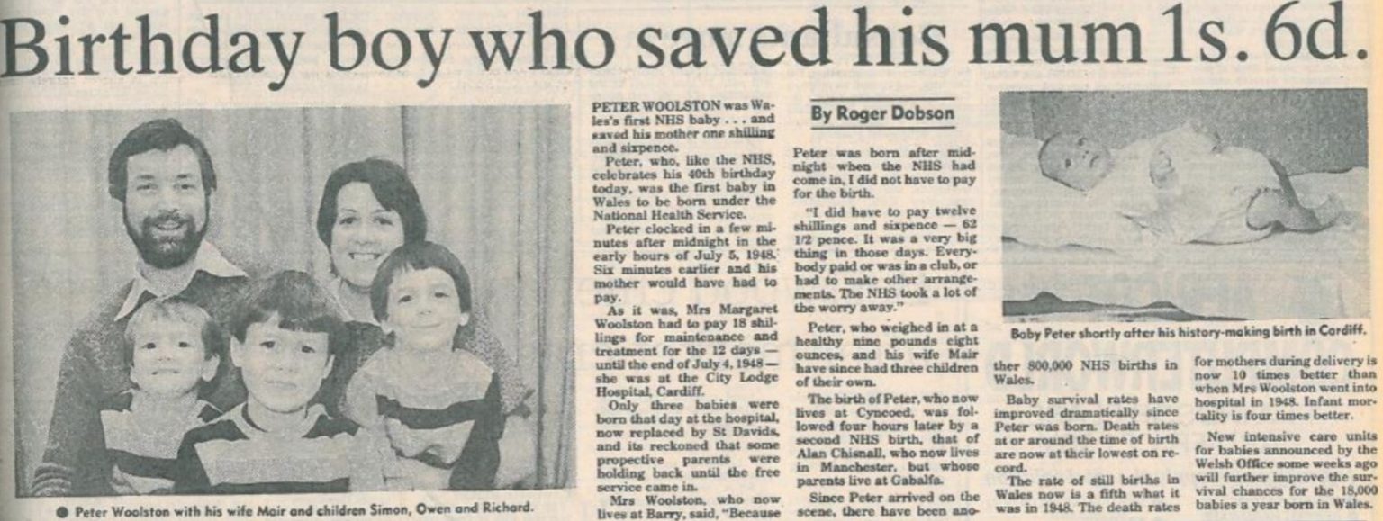 ‘My dad was the first baby born under the NHS in Cardiff’