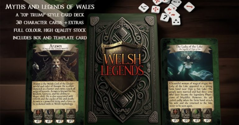 The beautifully illustrated card game featuring characters from Welsh ...