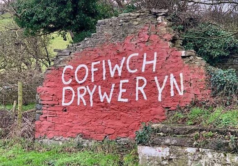 A Cofiwch Dryweryn mural has appeared in a remote part of America