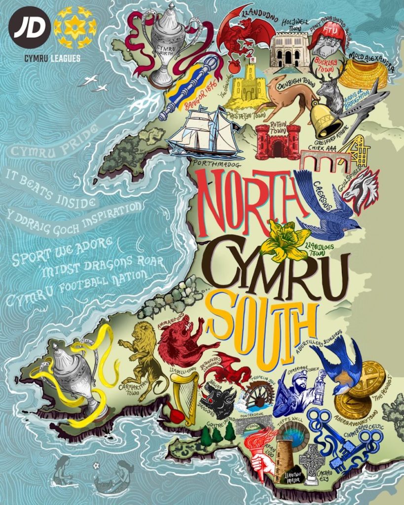 The beautiful Mabinogion inspired map that celebrates Welsh football