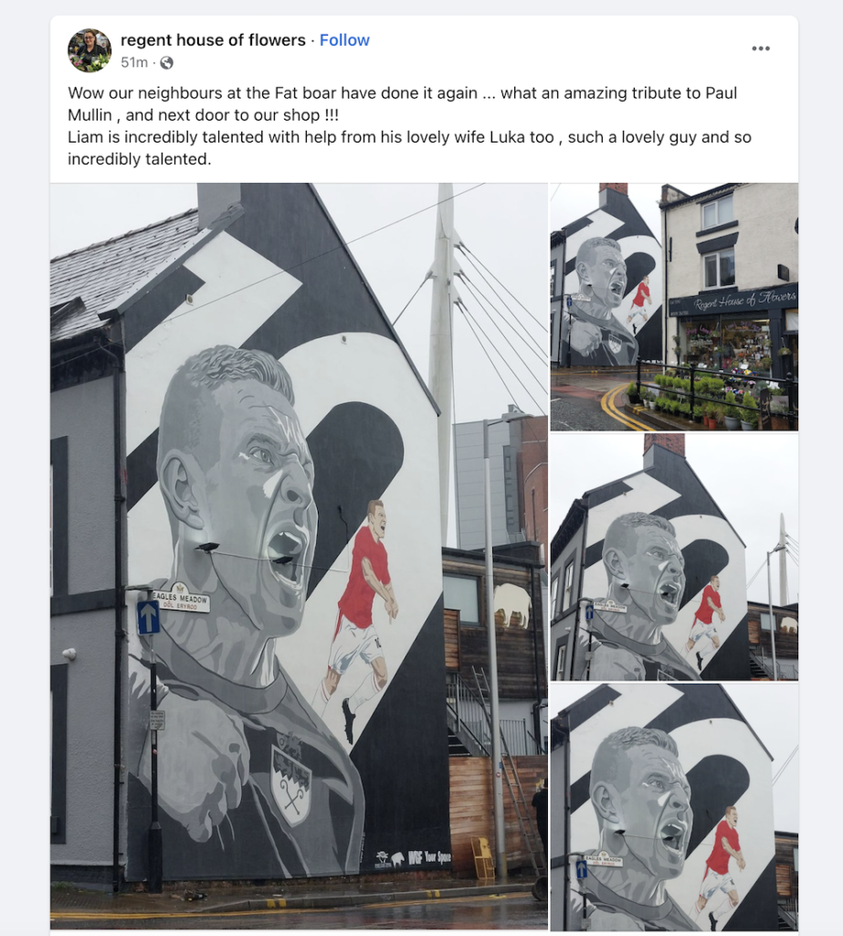 A giant mural of Paul Mullin has appeared in Wrexham