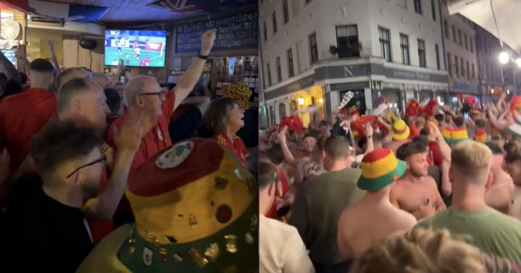 Watch: Brilliant scenes of Welsh football fans celebrating Wales rugby win