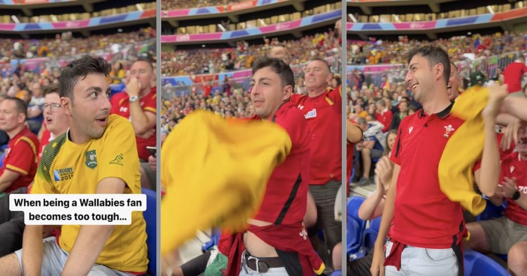 Watch: Video showing Aussie 'fan' changing sides to Wales goes viral