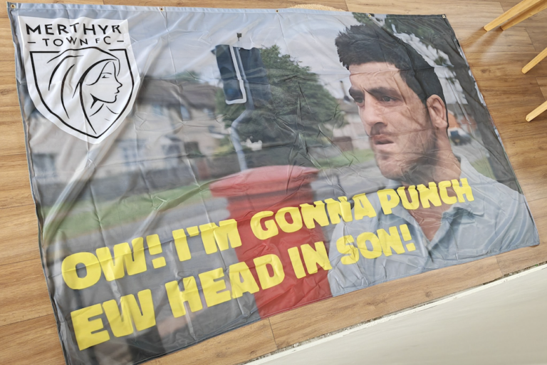 Legendary Welsh TV clip immortalised on a football team's flag