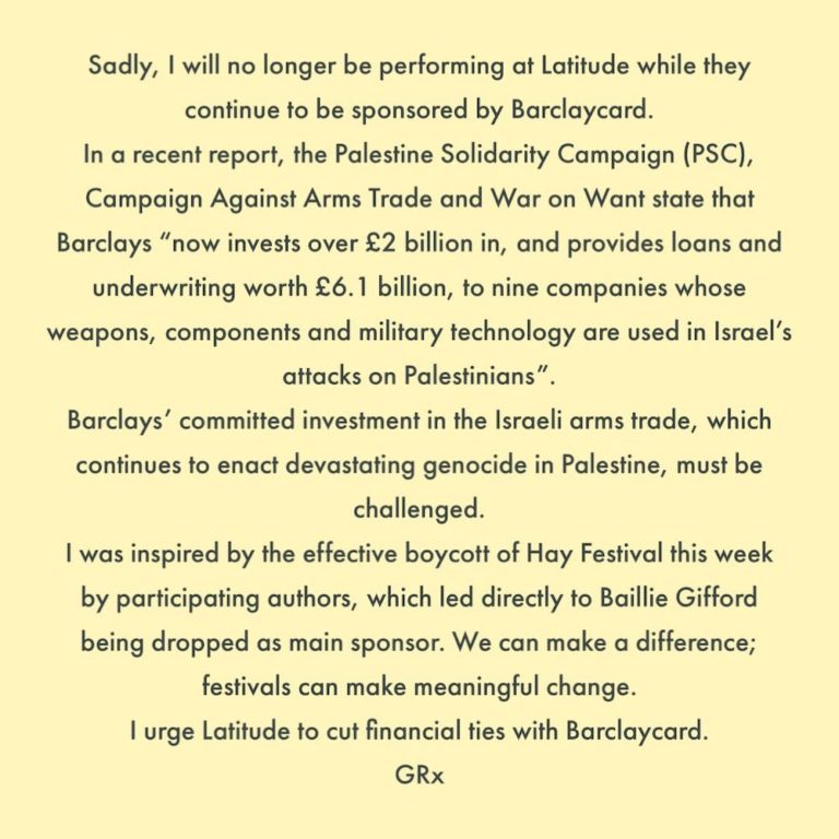 Georgia Ruth pulls out of Latitude in protest at Barclays' sponsorship
