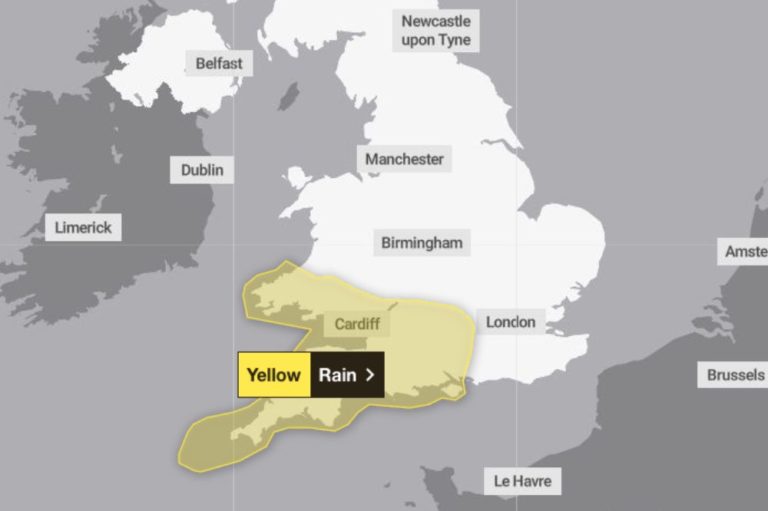 Met Office issues yellow rain warning for parts of Wales