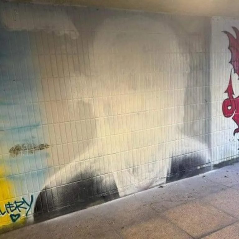 Street artist paints over hometown mural of Huw Edwards
