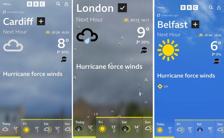 BBC apologises for weather app forecasting ‘hurricane force winds’ for UK