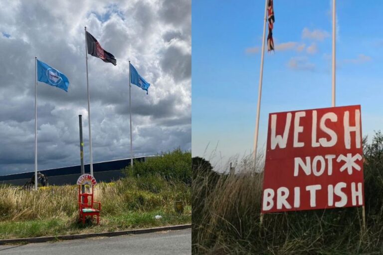 Reform flags 'stir up division' near Eisteddfod entrance