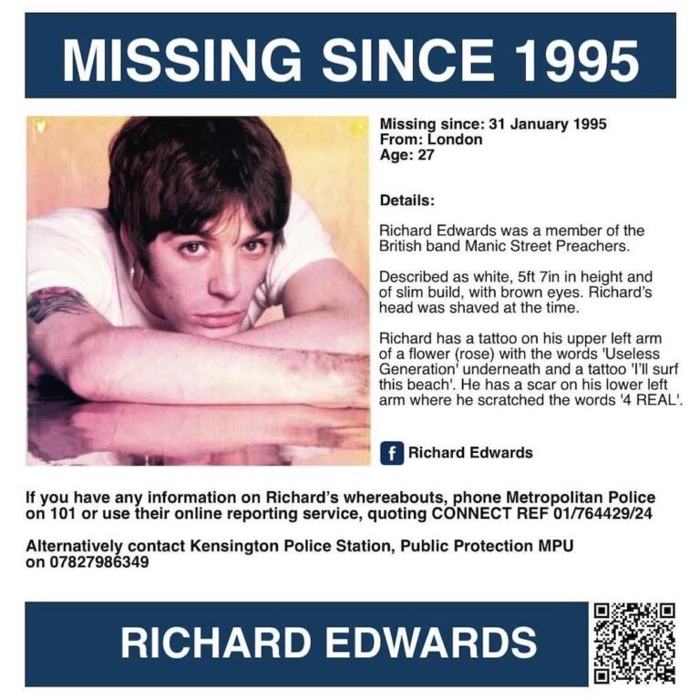 Statement released in case of missing Welsh rock star Richey Edwards